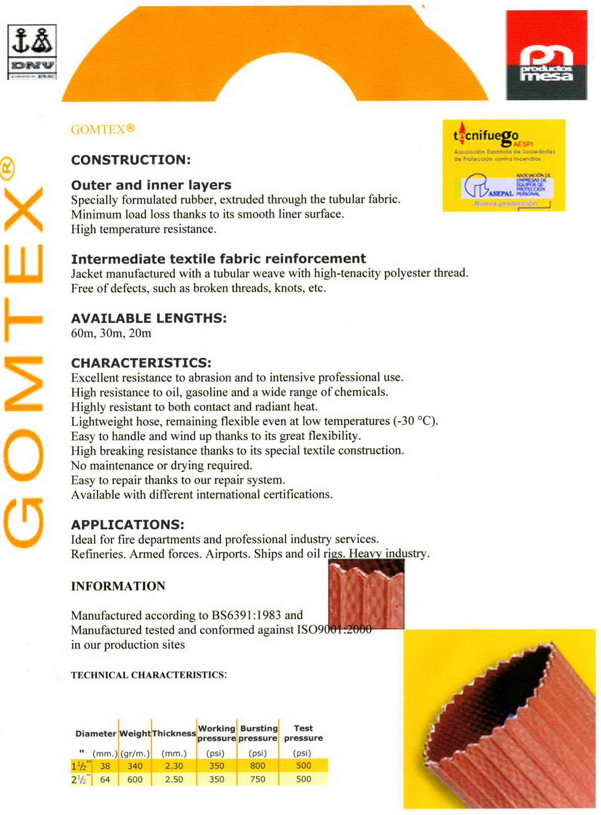 GOMTEX fire hose with brass quick connector - firewinner